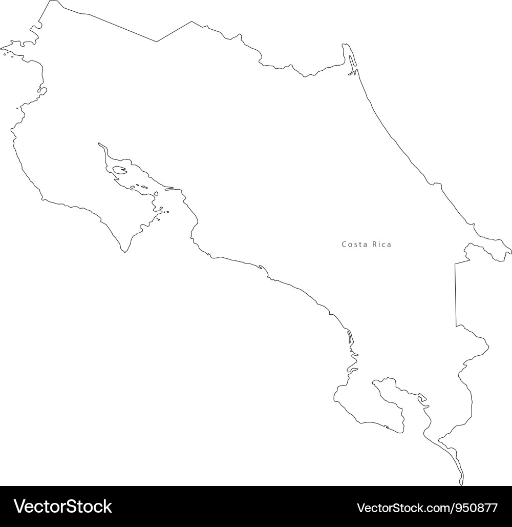 Black White Costa Rica Outline Map Royalty Free Vector Image