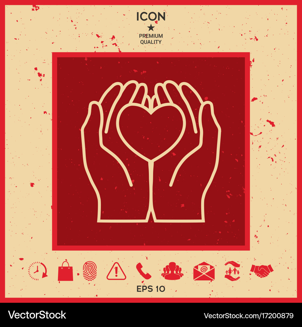 Hands holding heart - protection icon Royalty Free Vector