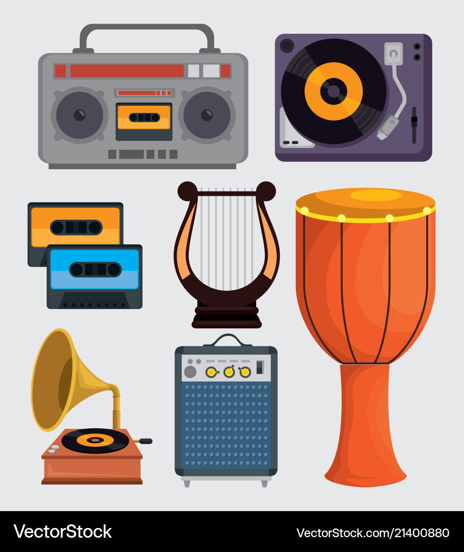 Set musical instruments icons Royalty Free Vector Image