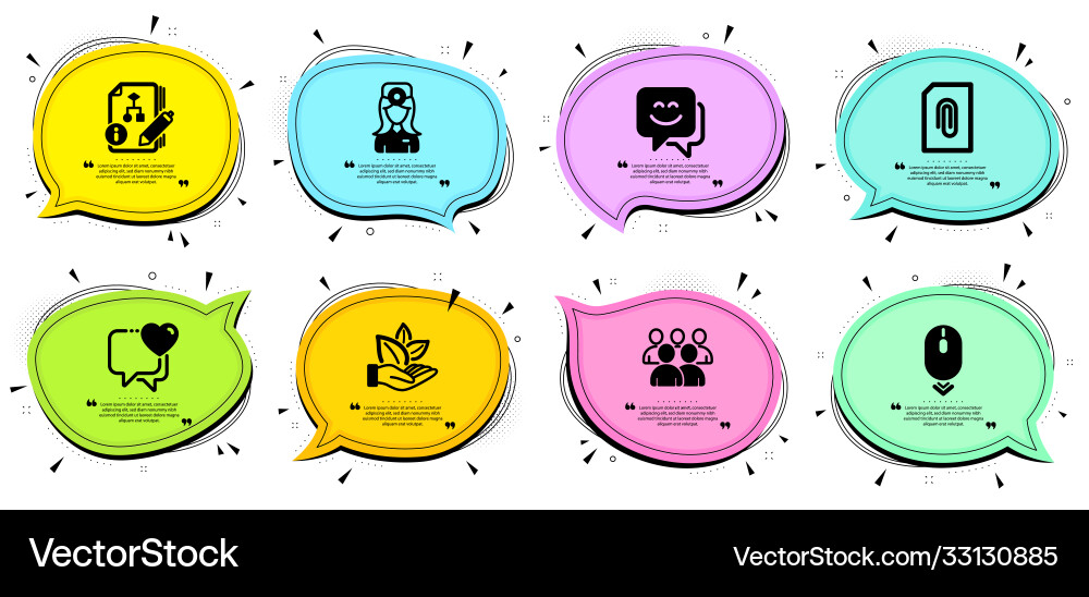 Smile face scroll down and heart icons set Vector Image
