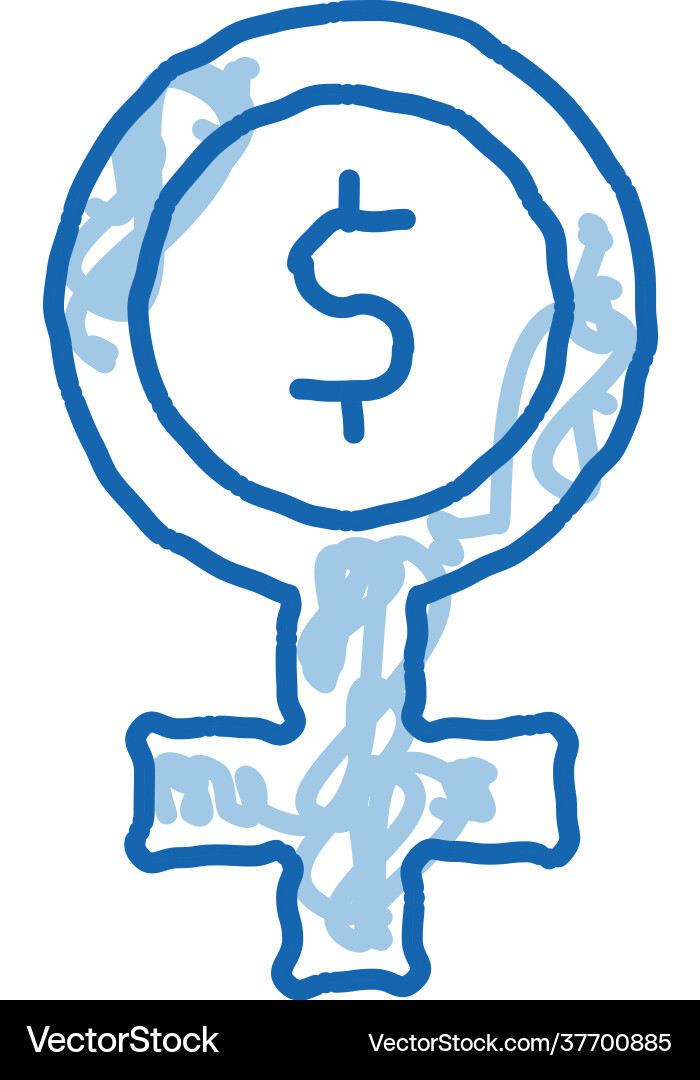 Woman dollar mark doodle icon hand drawn Vector Image