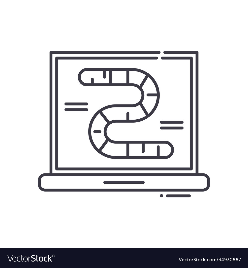 Computer worm icon linear isolated Royalty Free Vector Image
