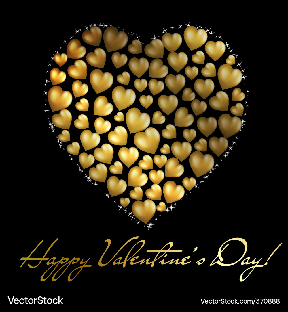 Golden heart Royalty Free Vector Image - VectorStock