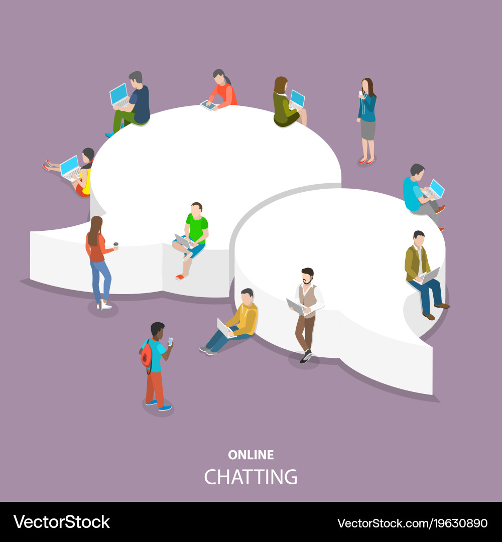 Online chatting flat isometric concept Royalty Free Vector