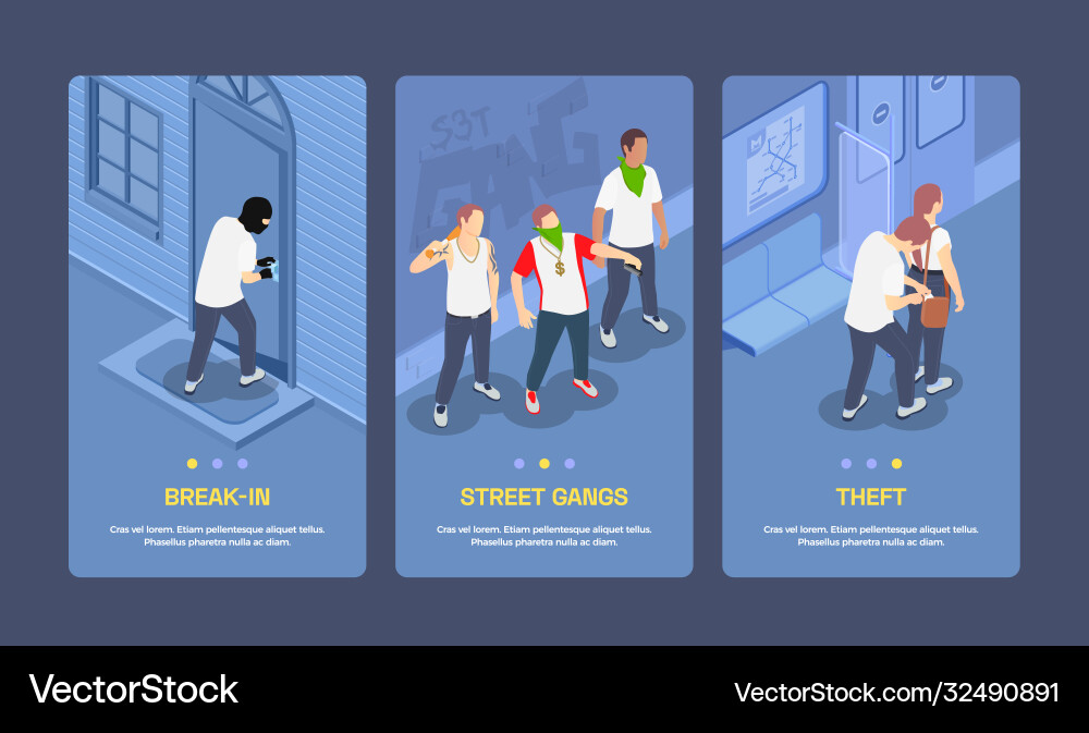 Street gangs isometric banners Royalty Free Vector Image