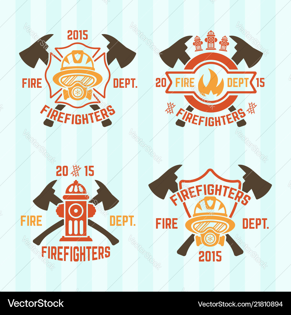 Fire department colored emblems Royalty Free Vector Image