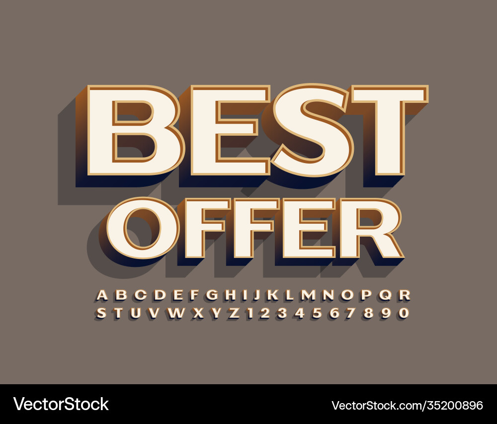 Promo tag best offer stylish 3d alphabet Vector Image