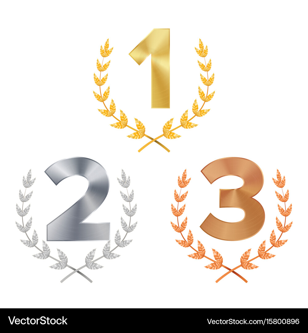 Trophy award set award figures 1 2 3 Royalty Free Vector