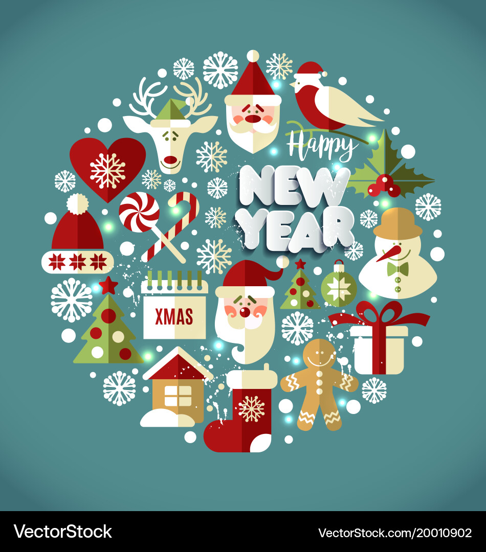 Christmas set icons text Royalty Free Vector Image