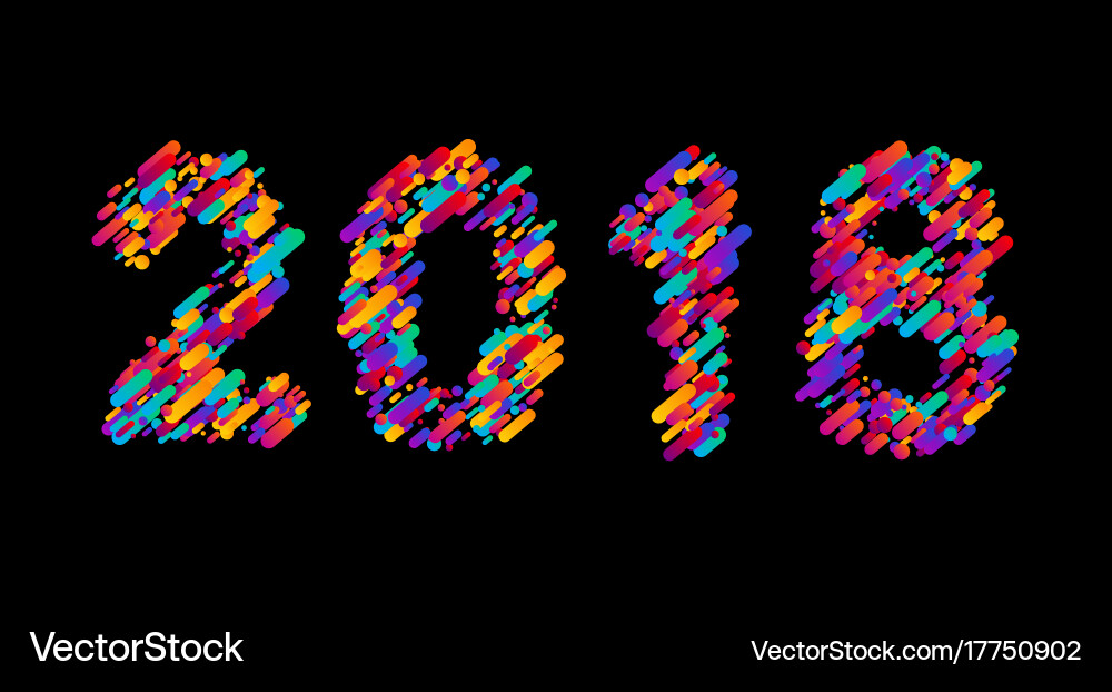 Colorful 2018 new year background Royalty Free Vector Image