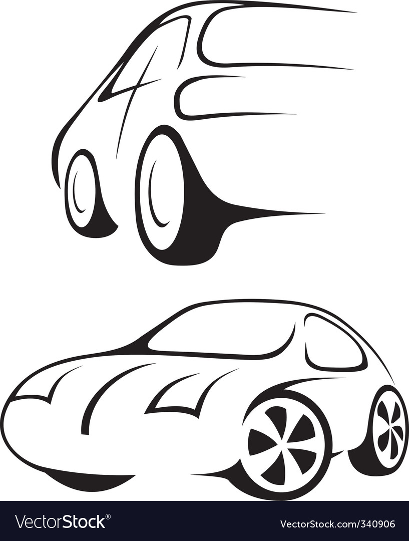 Car line drawing Royalty Free Vector Image - VectorStock