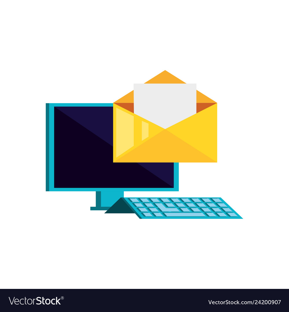 Desktop computer with envelope mail Royalty Free Vector