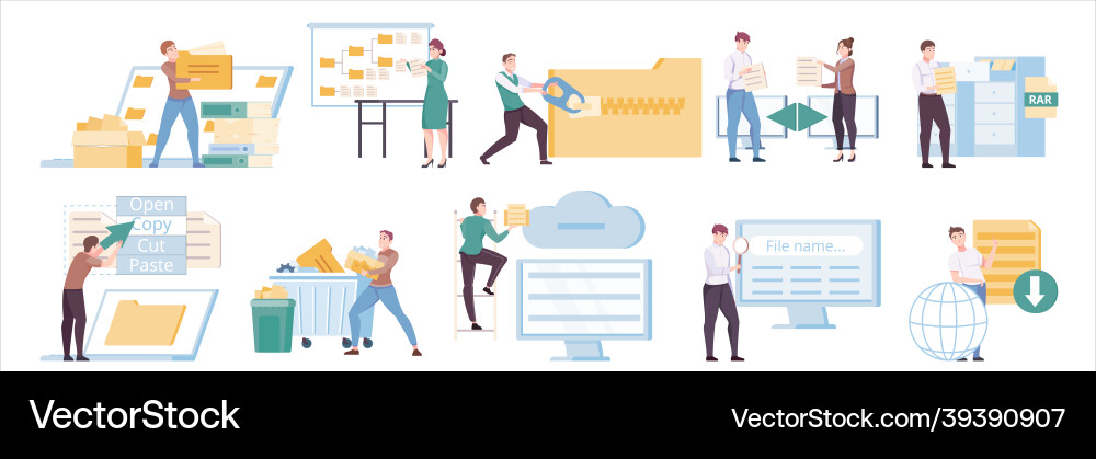 File management icons collection Royalty Free Vector Image