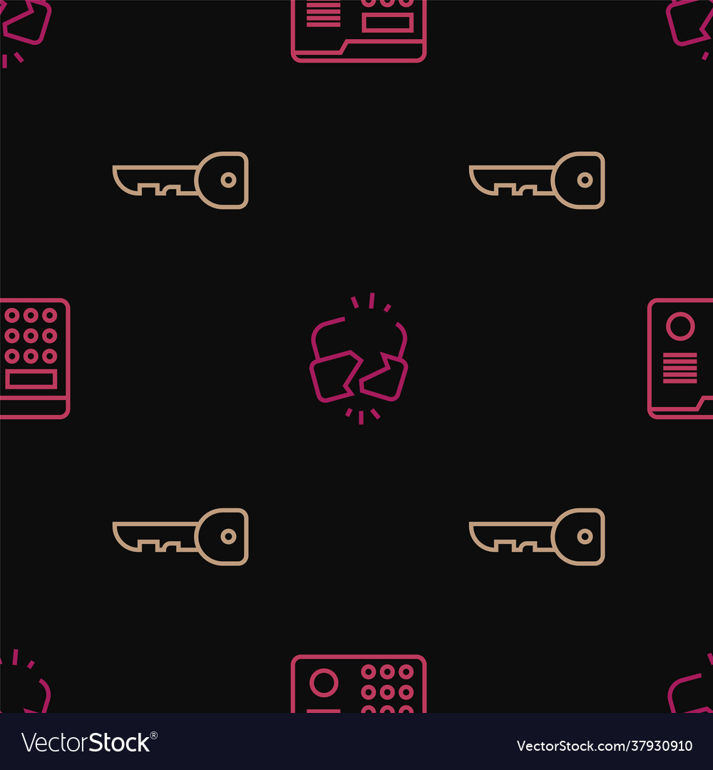 Set Line House Intercom System Key And Broken Vector Image