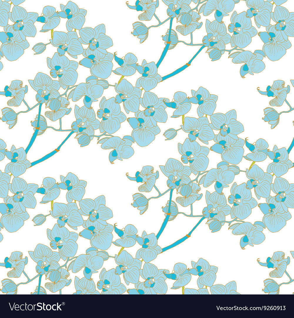 Blue orchid pattern Royalty Free Vector Image - VectorStock