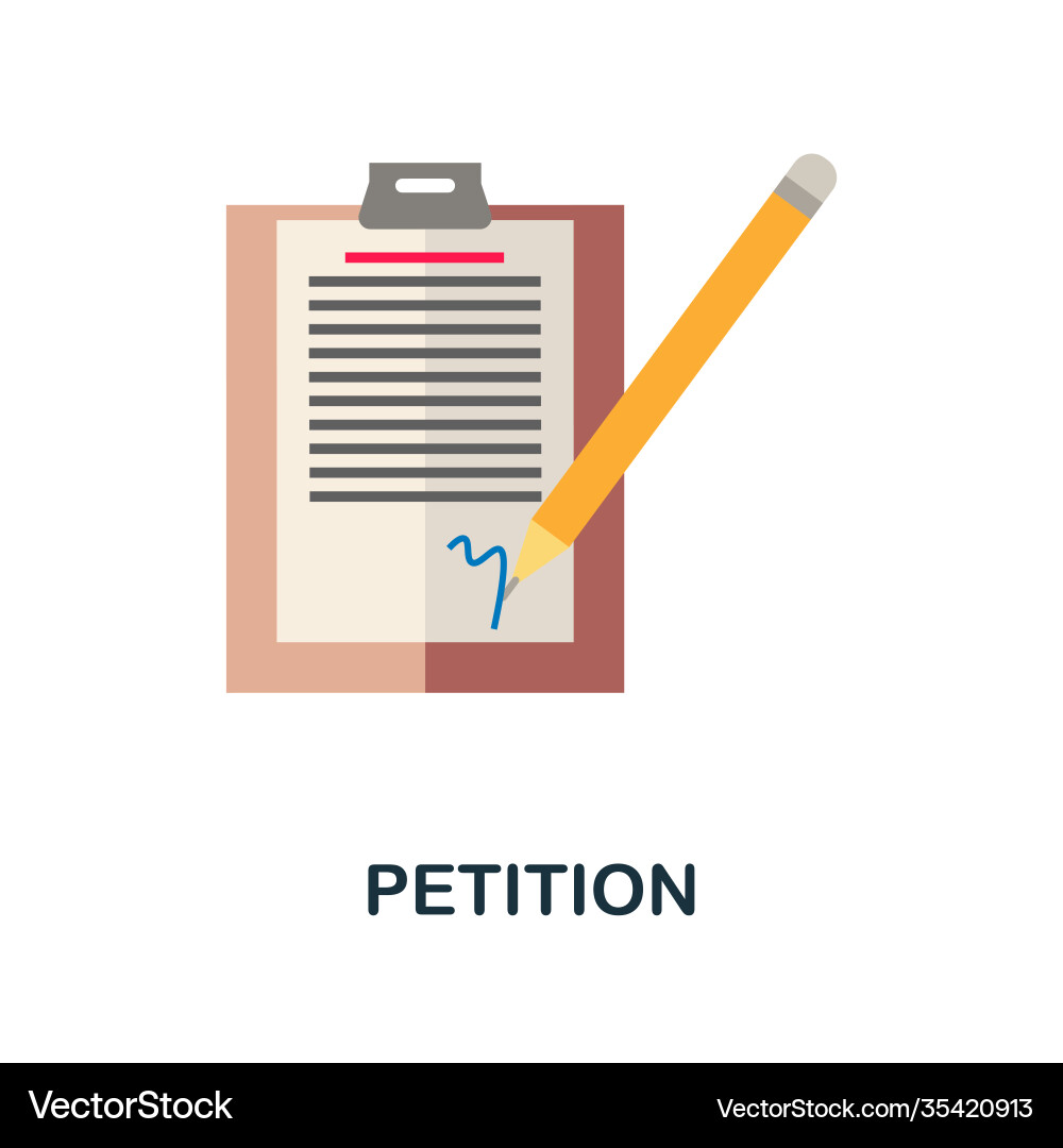 Petition flat icon color simple element from Vector Image