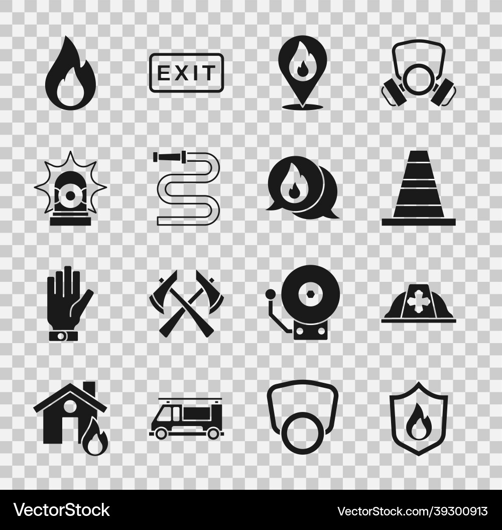 Set fire protection shield firefighter helmet Vector Image