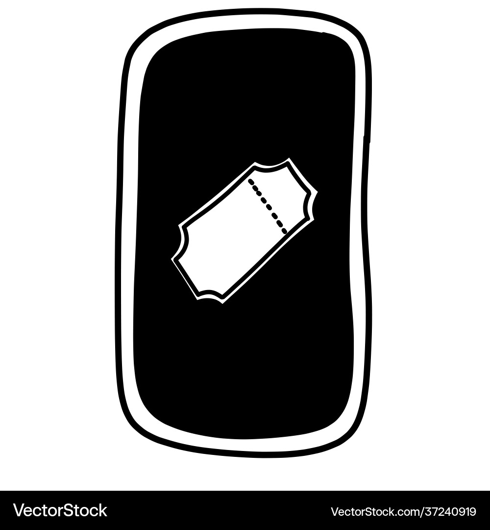Mobile ticket doodle icon drawing sketch hand Vector Image