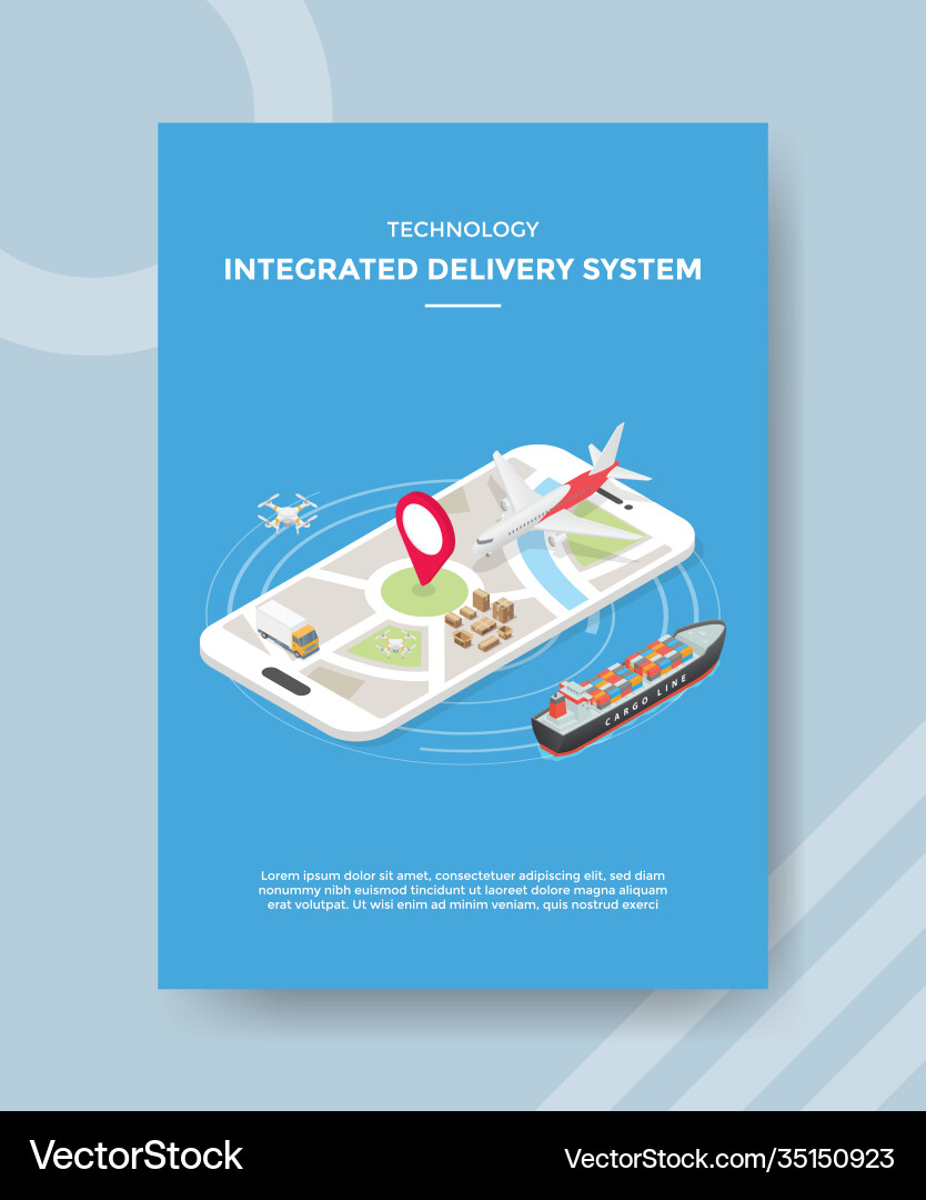 Technology integrated delivery system truck plane Vector Image