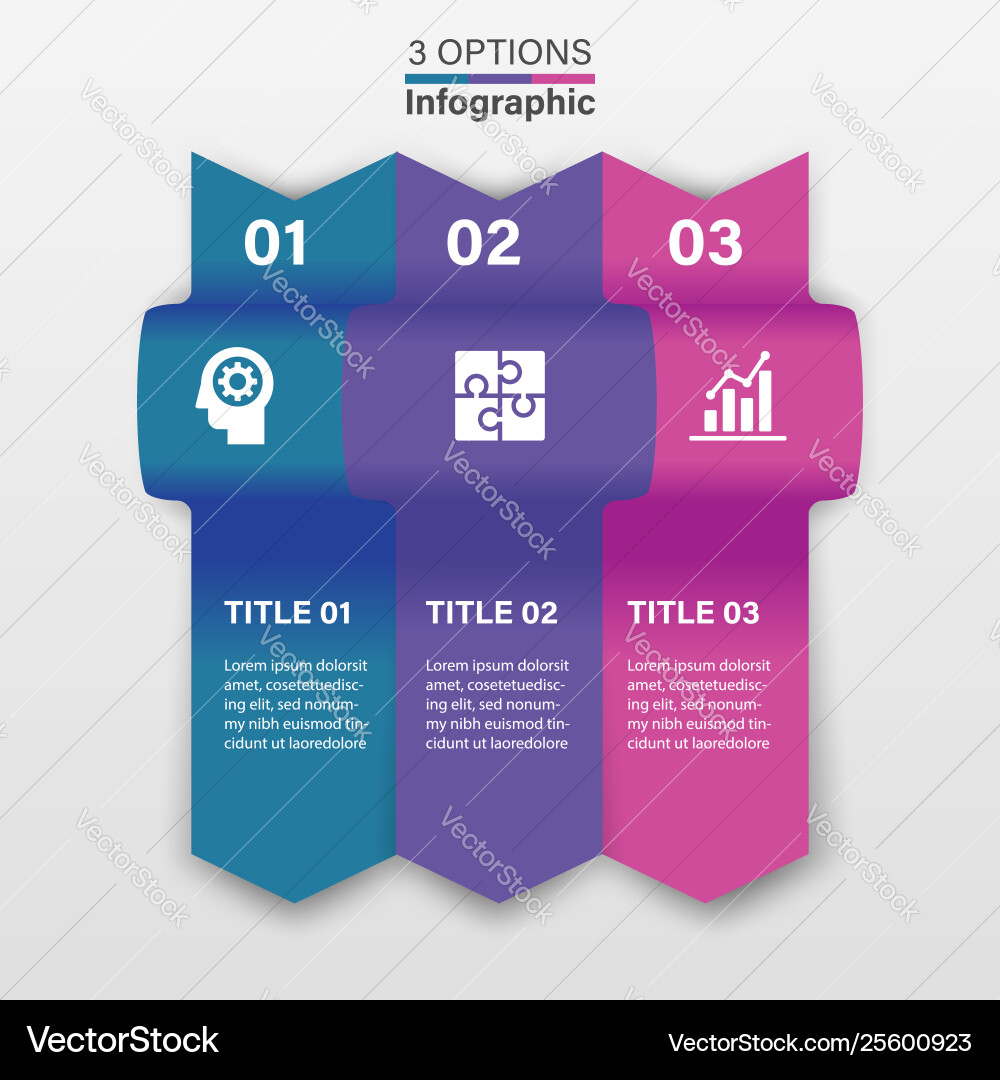 Three infographic elements ribbons arrows Vector Image