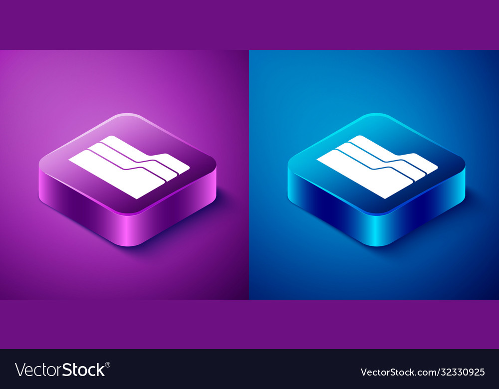 Isometric document folder icon isolated on blue Vector Image