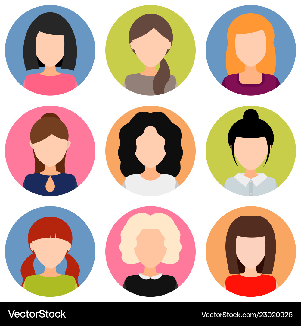 Round avatar girls Royalty Free Vector Image - VectorStock