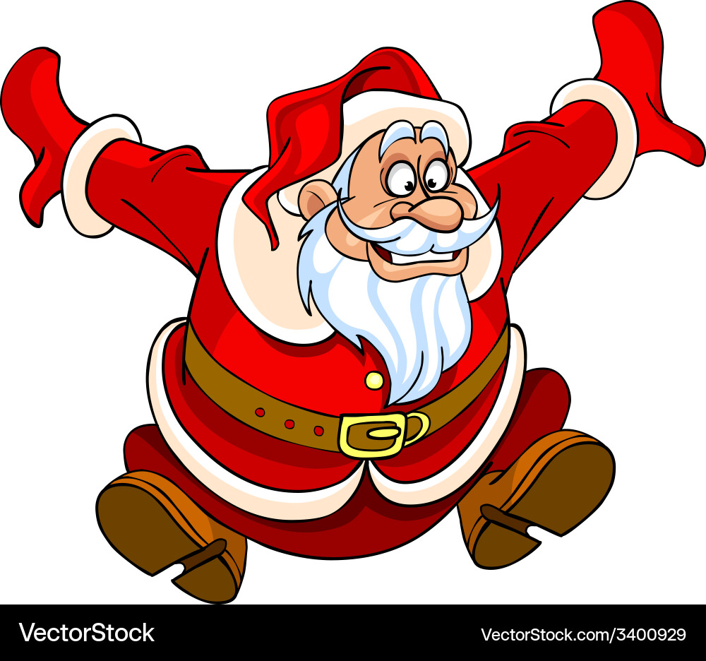 Cartoon Santa Claus jumping with joy Royalty Free Vector