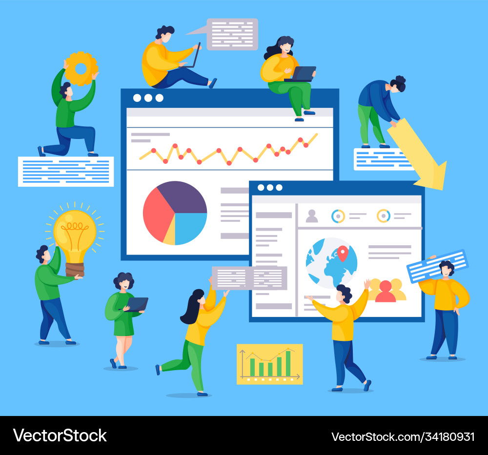 People and webpage diagram report banner Vector Image