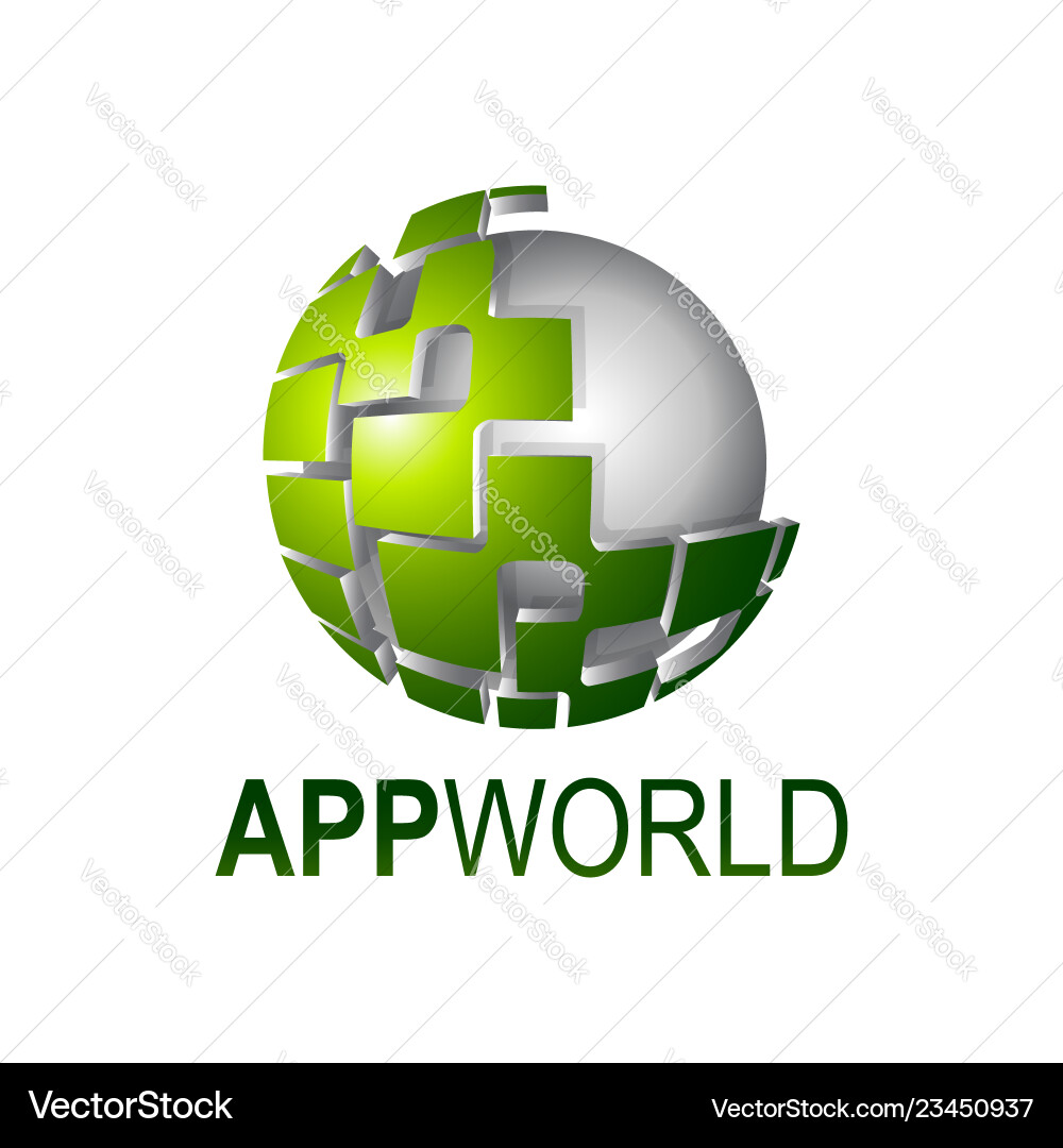 App world shiny digital sphere logo concept Vector Image