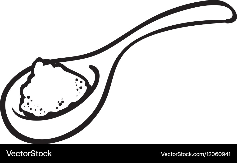 Outline spoon pile salt kitchen Royalty Free Vector Image