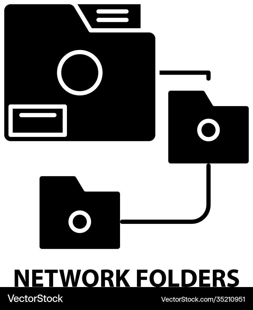 Network folders icon black sign Royalty Free Vector Image