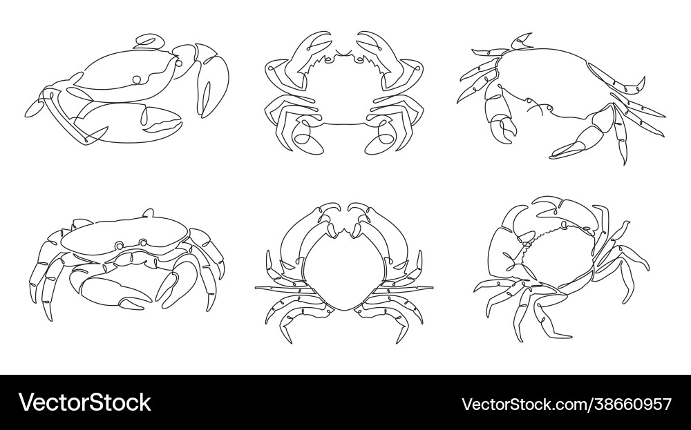 One single line drawing crabs Royalty Free Vector Image