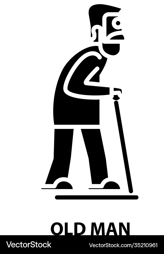 Old man icon black sign with editable Royalty Free Vector