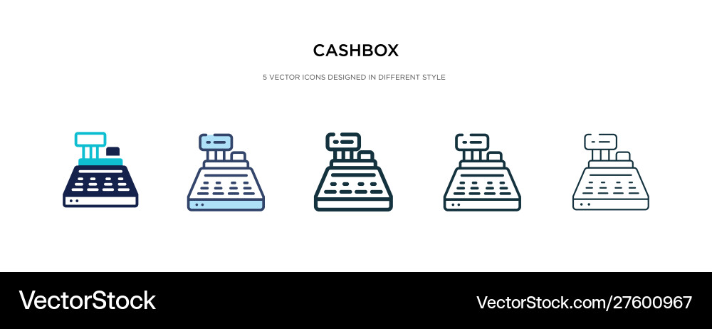 Cashbox icon in different style two colored Vector Image
