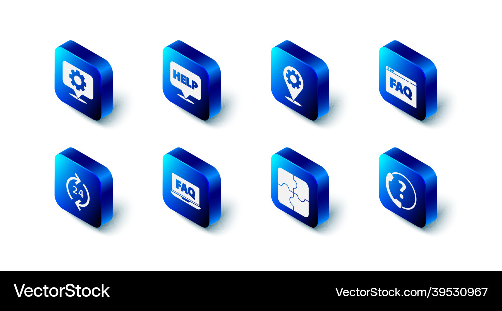 Set speech bubble with text help location gear Vector Image