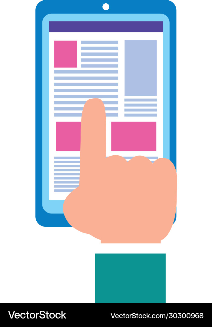 Hand touch screen smartphone home education flat Vector Image