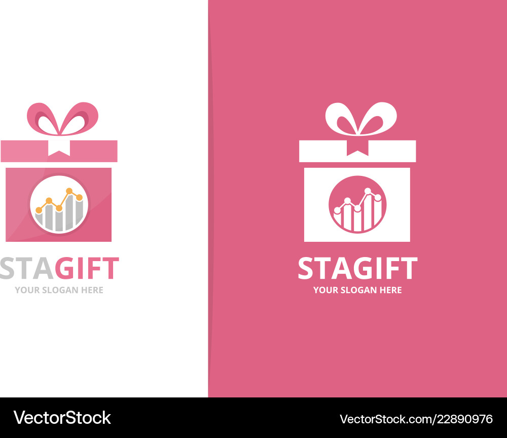 Graph and gift logo combination diagram Royalty Free Vector