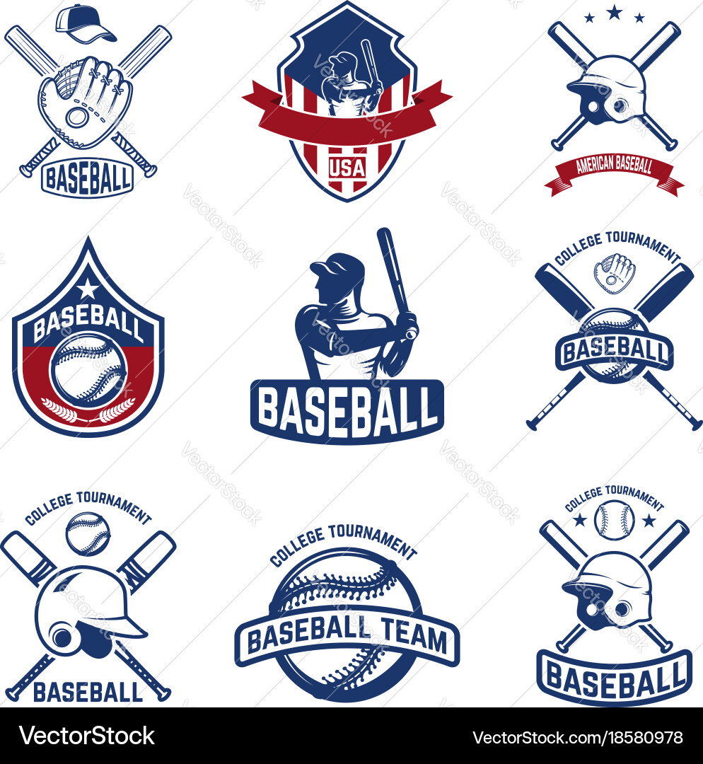 Set of baseball emblems baseball tournament Vector Image