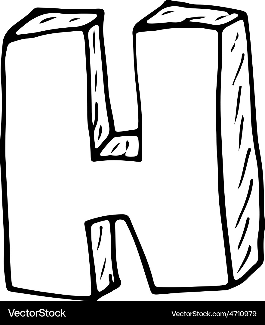 English alphabet - hand drawn letter H Royalty Free Vector