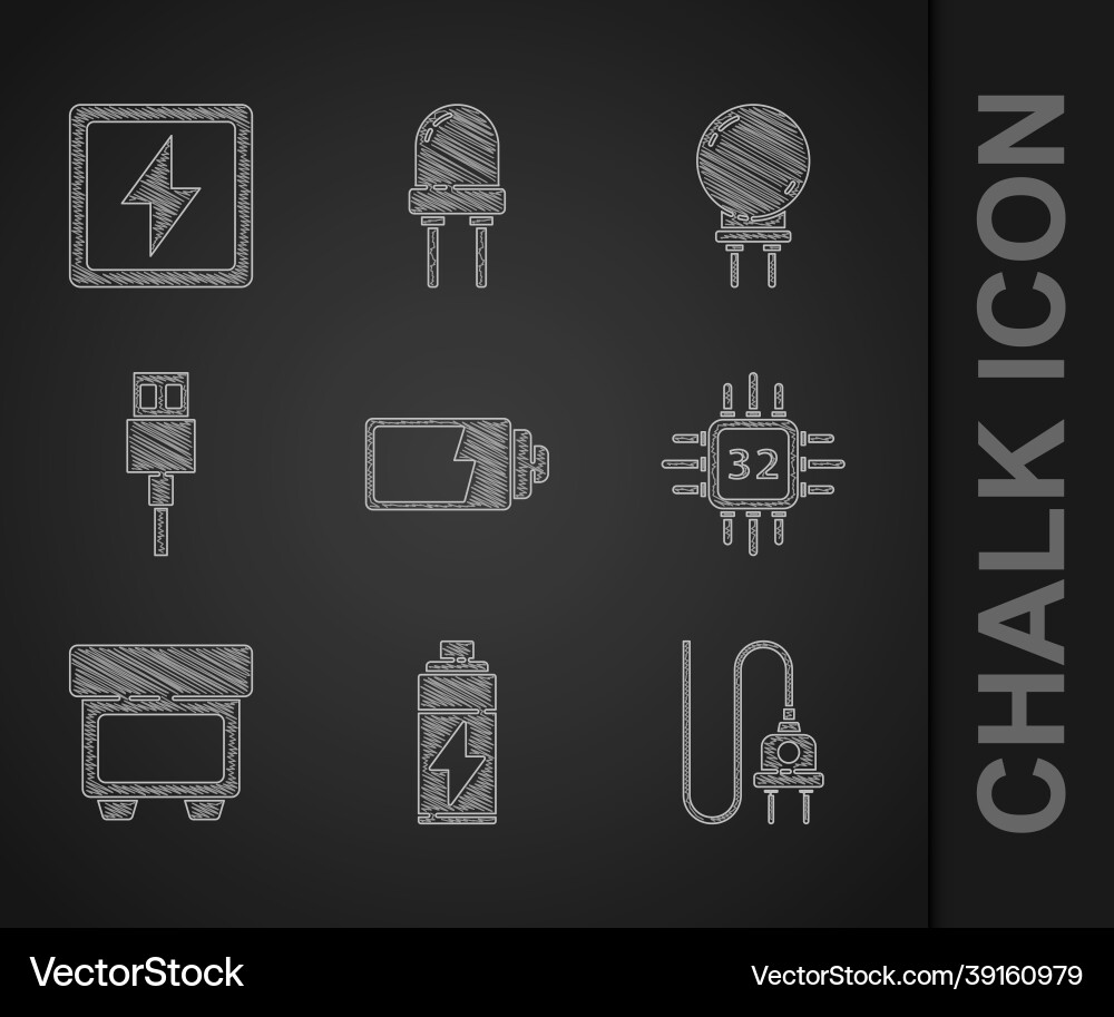 Set battery charge level indicator electric plug Vector Image