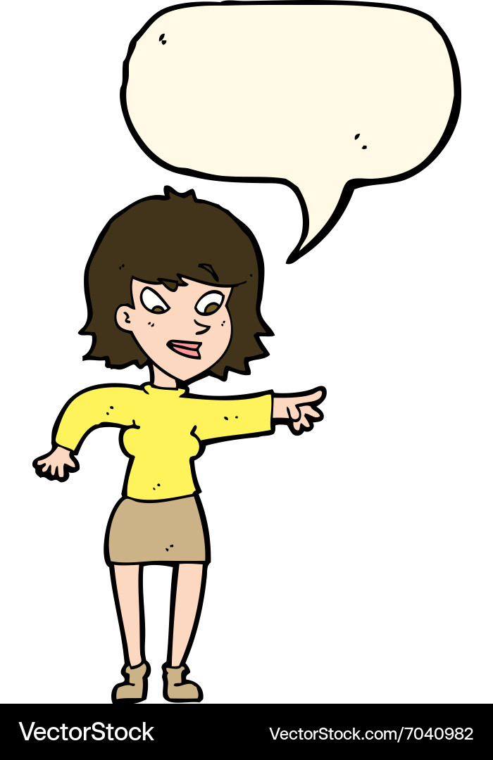 Cartoon woman pointing with speech bubble Vector Image