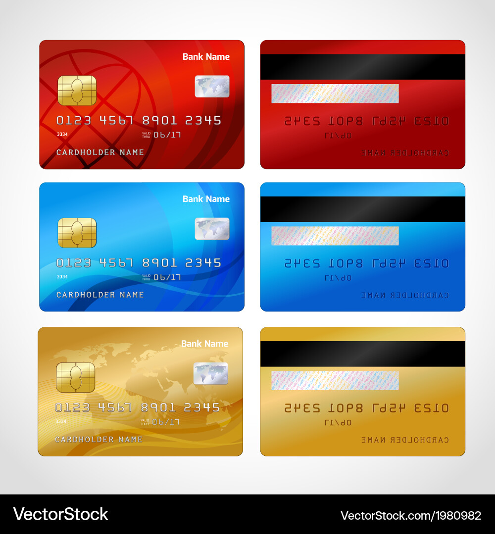 Realistic credit cards set Royalty Free Vector Image
