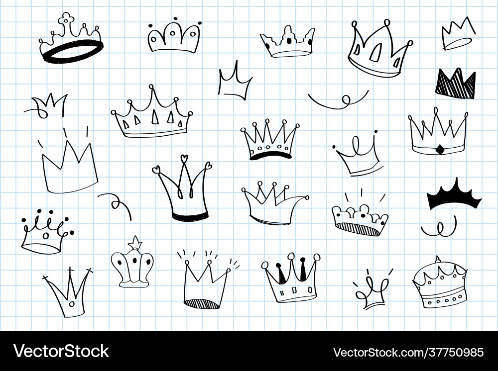 Hand drawn crowns Royalty Free Vector Image - VectorStock