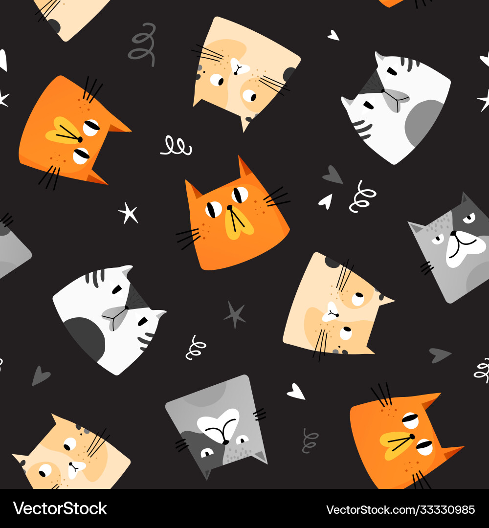 Seamless pattern with fat cats in cartoon style Vector Image