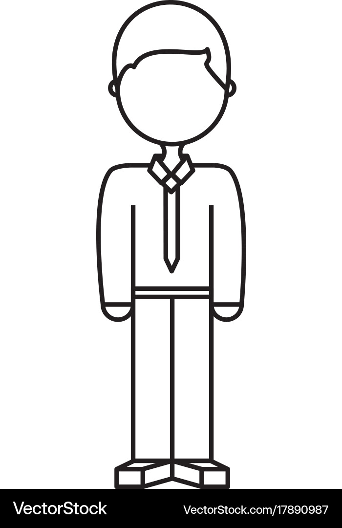 Flat line uncolored man over white background Vector Image