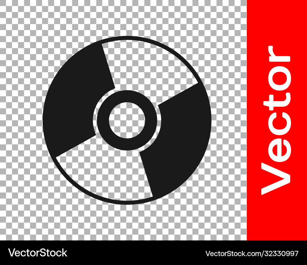 Black cd or dvd disk icon isolated on transparent Vector Image