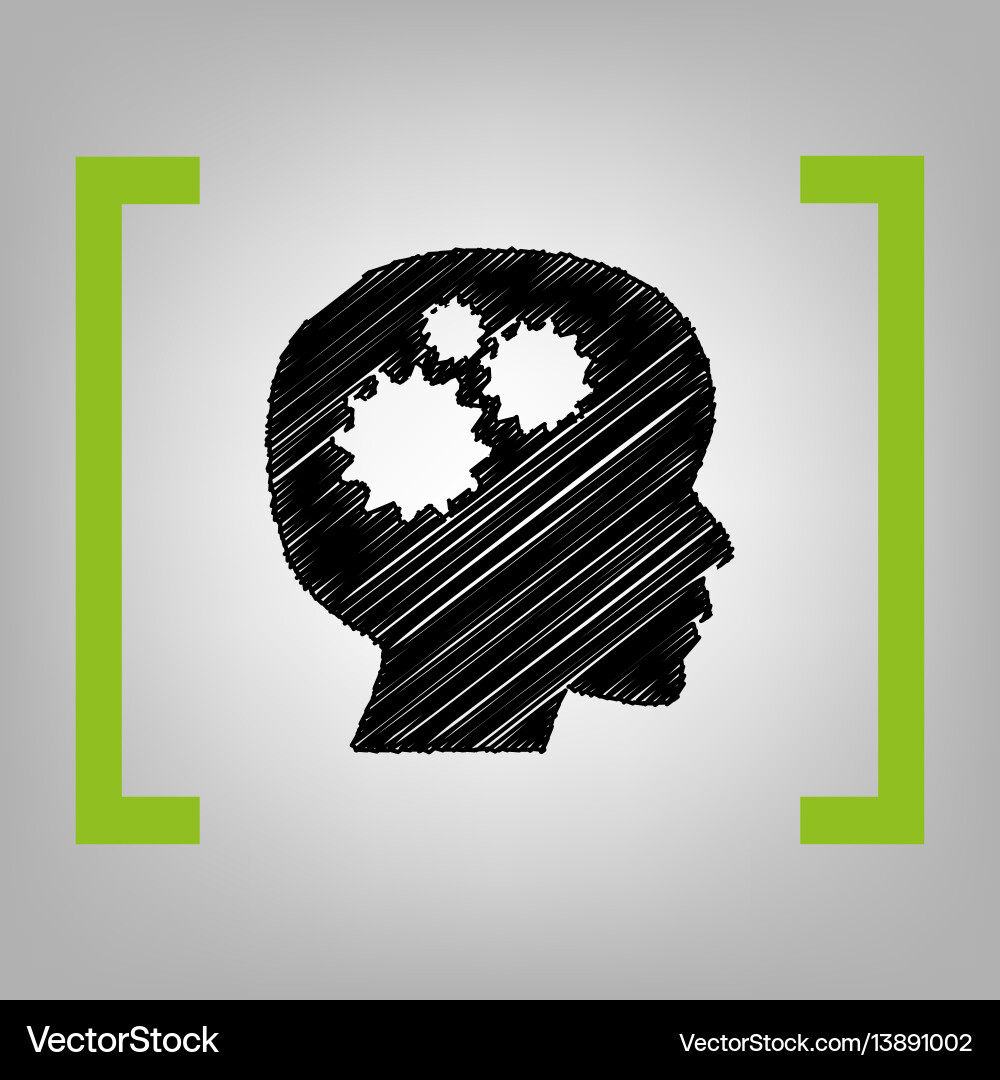 Thinking head sign black scribble icon Royalty Free Vector