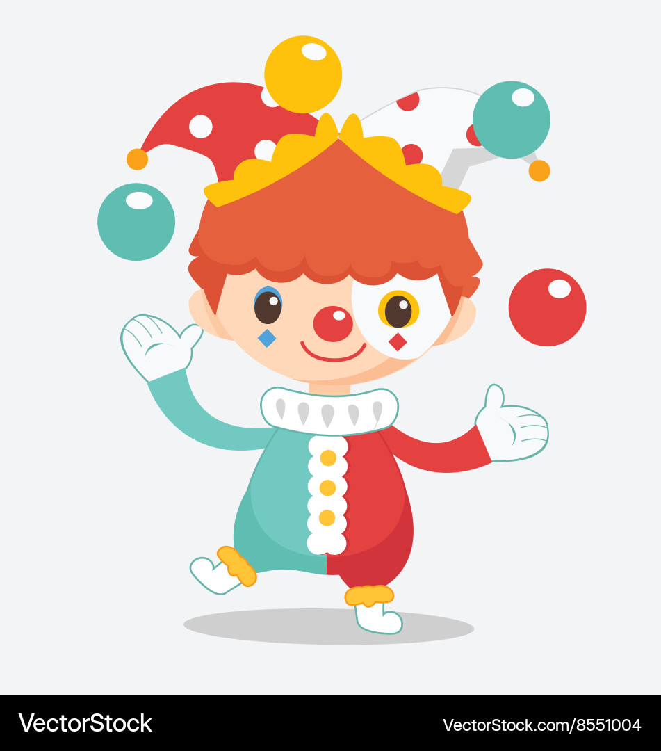 Cute clown with balls Royalty Free Vector Image