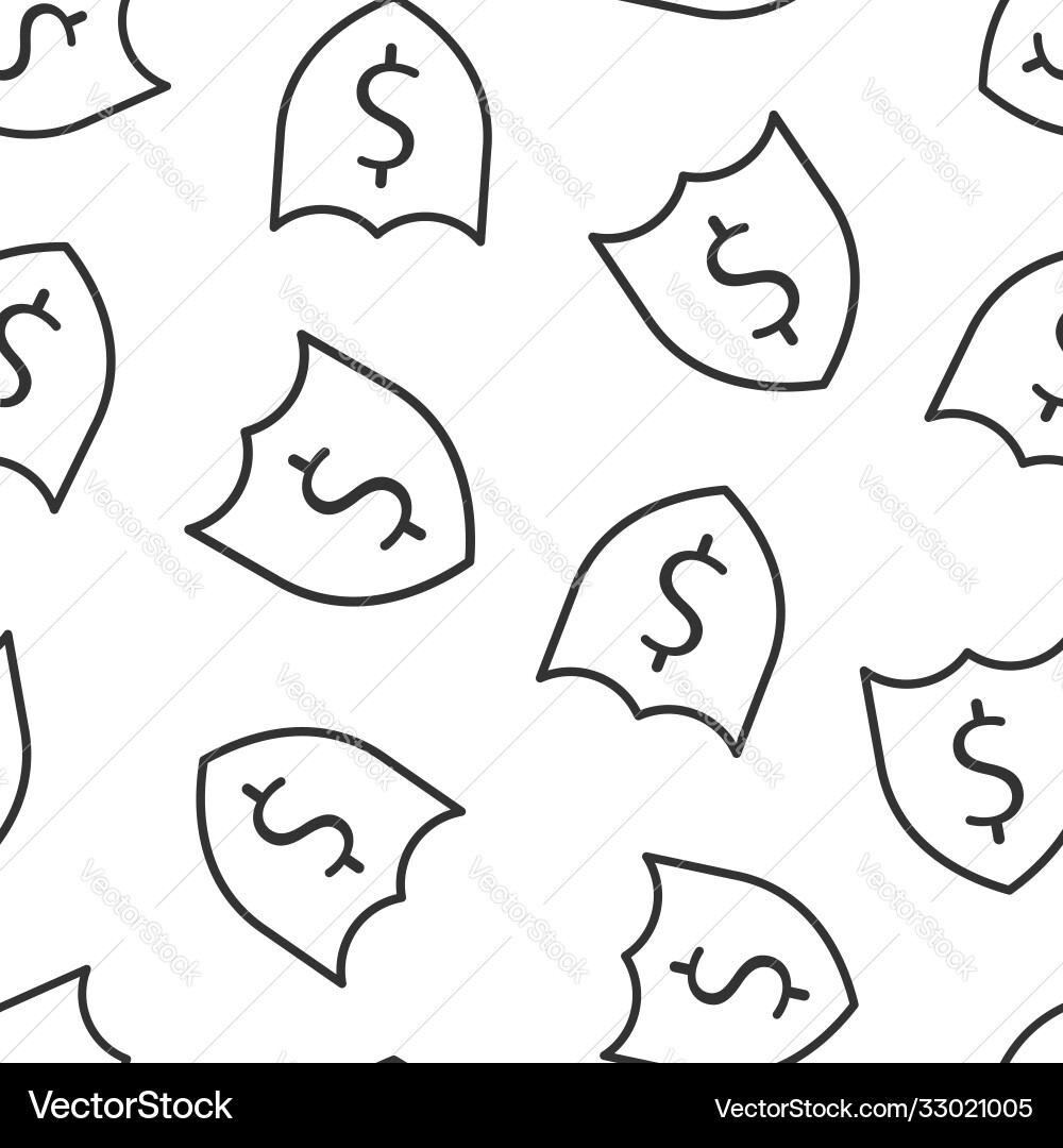 Shield with money icon in flat style cash Vector Image