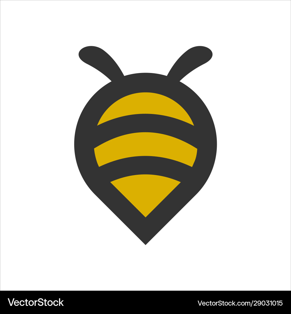 Circle pin bee logo design animals Royalty Free Vector Image